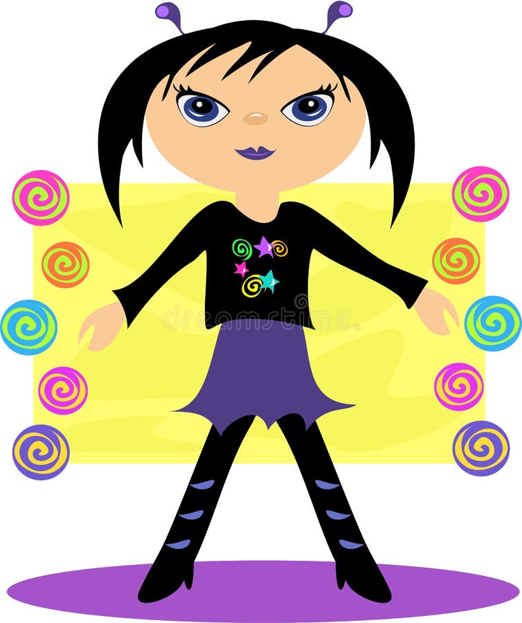 Alien Girl from the Space in a Pink Suit on White Background Stock ...