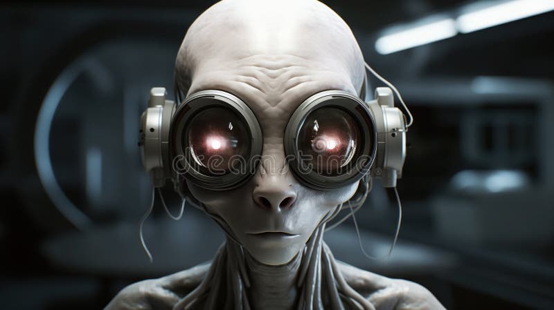 Alien with Goggles in Spaceship Stock Illustration - Illustration of ...