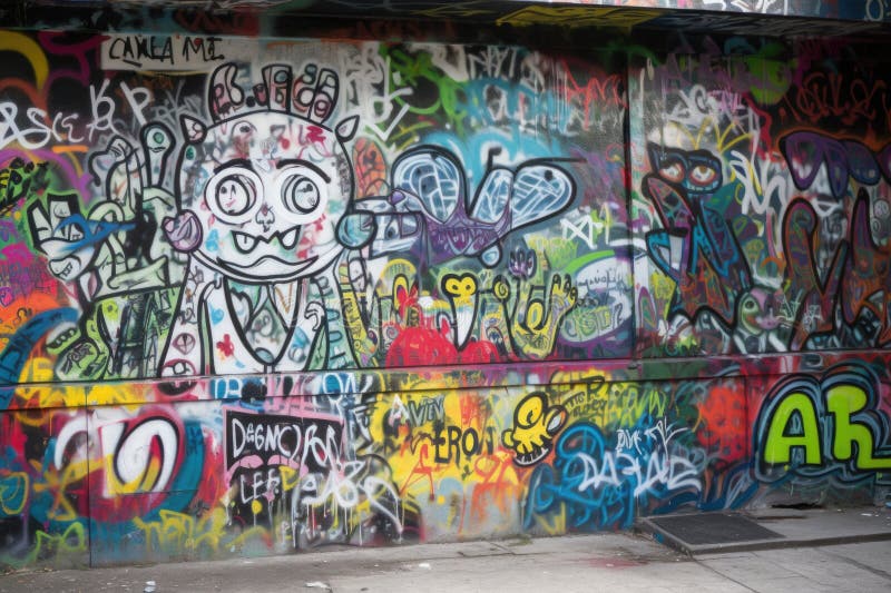 Alien Graffiti Showing Various Messages, Including Peace and Love Stock ...