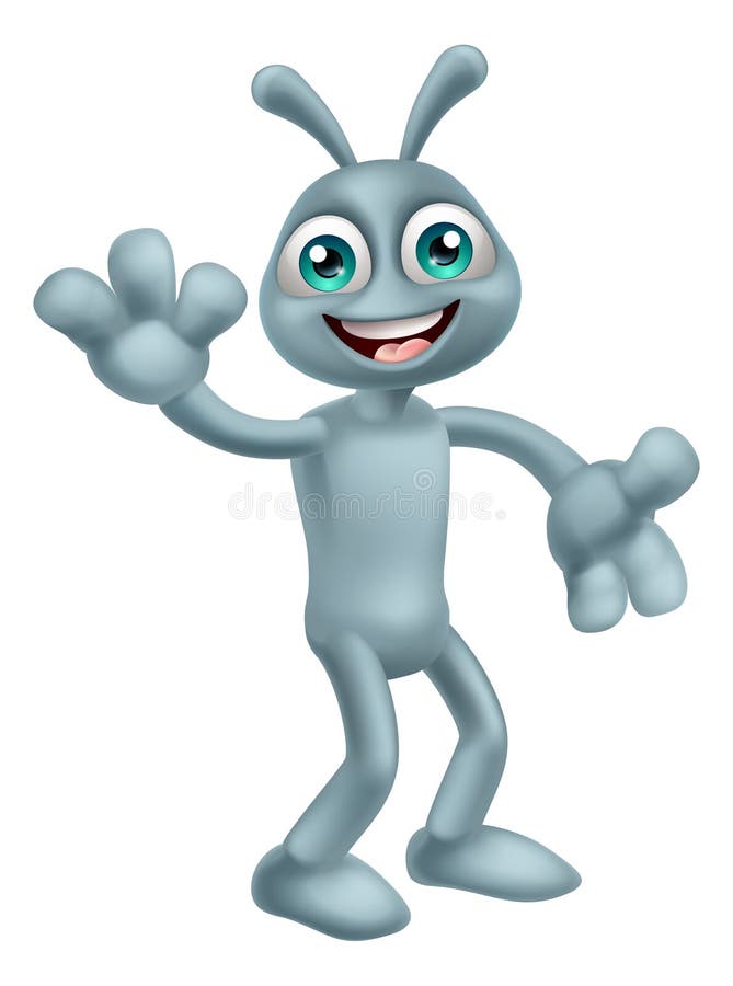 Alien Grey Gray Fun Cartoon Character Stock Vector - Illustration of ...