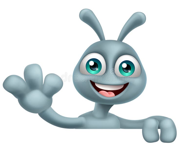 Alien Grey Gray Fun Cartoon Character Stock Vector - Illustration of ...