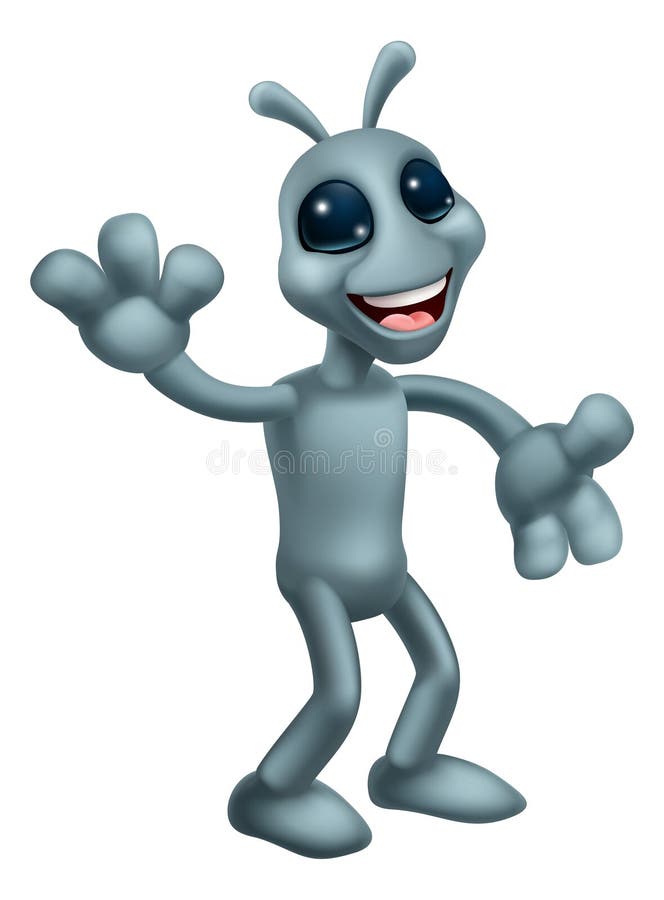 Alien Grey Gray Fun Cartoon Character Stock Vector - Illustration of ...