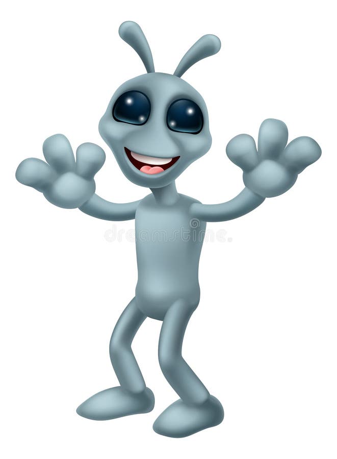 Alien Grey Gray Fun Cartoon Character Stock Vector - Illustration of ...