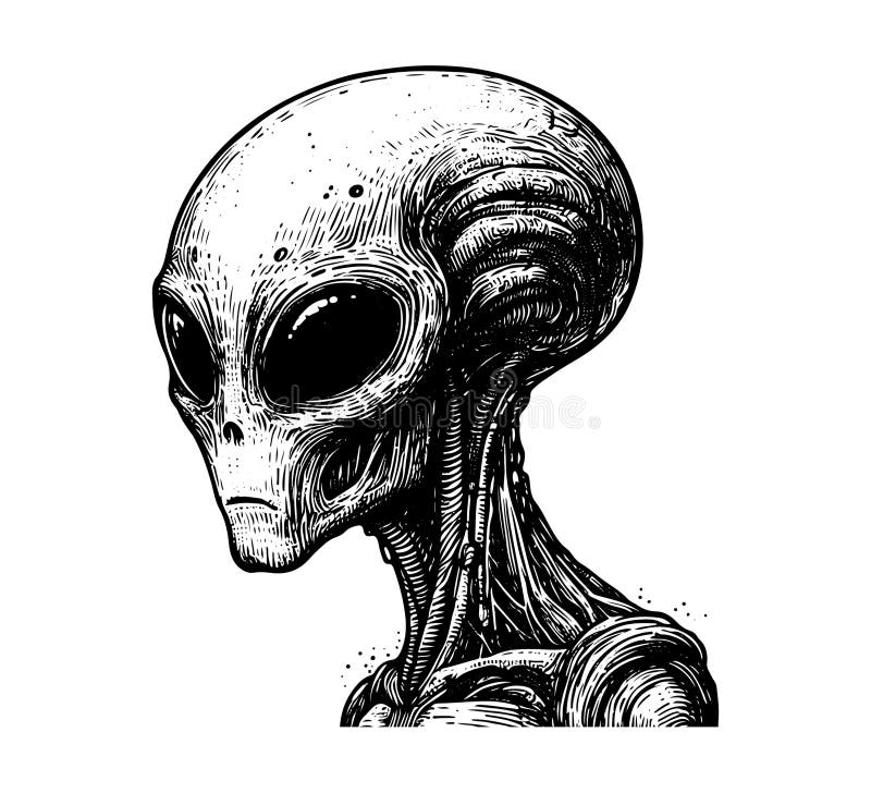 Alien Hand Drawn Vintage Vector Stock Vector - Illustration of ...