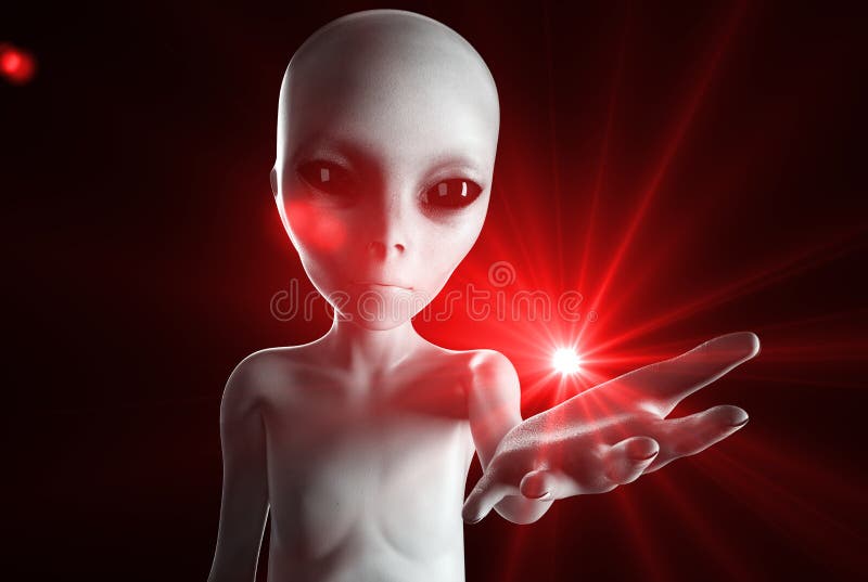 Alien Hand Reaching Out with Earth Planet. UFO Futuristic Concept. 3d ...