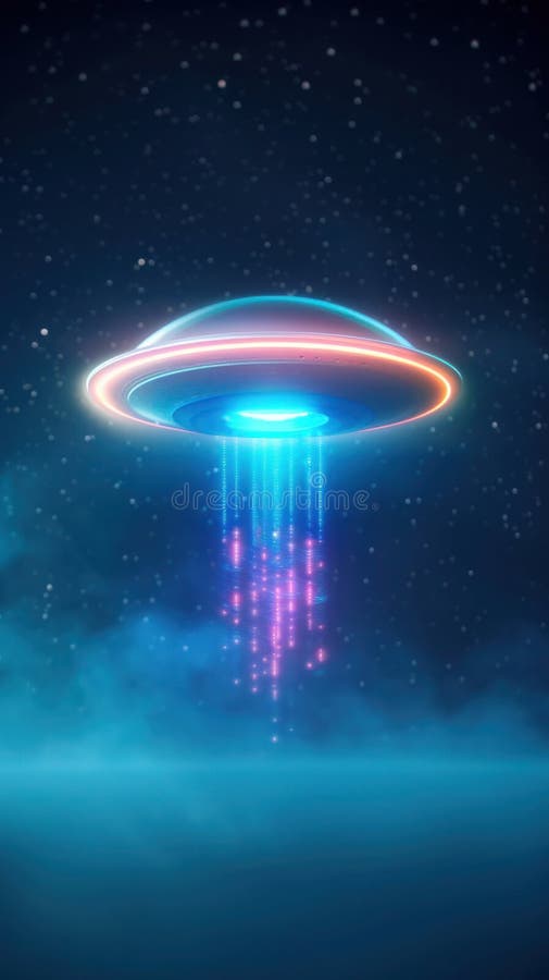 Alien Hand Up UFO Pink Neon Blue Stock Photo - Image of illumination ...