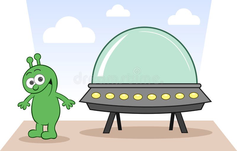 Alien Smiling with Spaceship Stock Vector - Illustration of beast ...