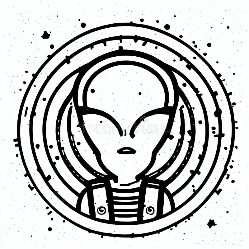 Alien Head Dot Tattoo. Generative AI Stock Illustration - Illustration ...