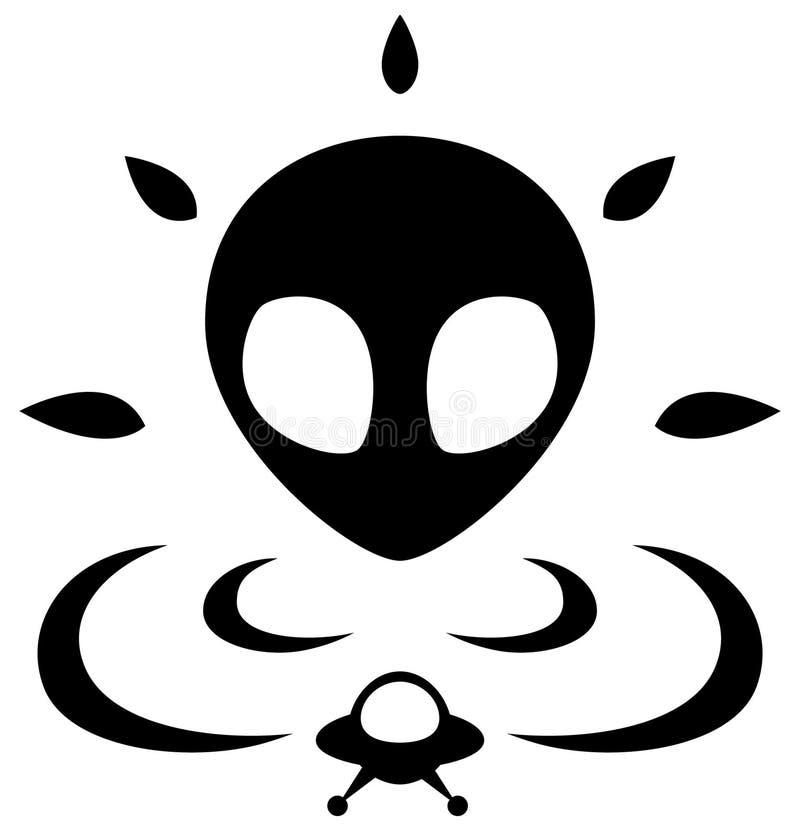 Alien Head Emblem Stencil stock vector. Illustration of cutout - 187587991