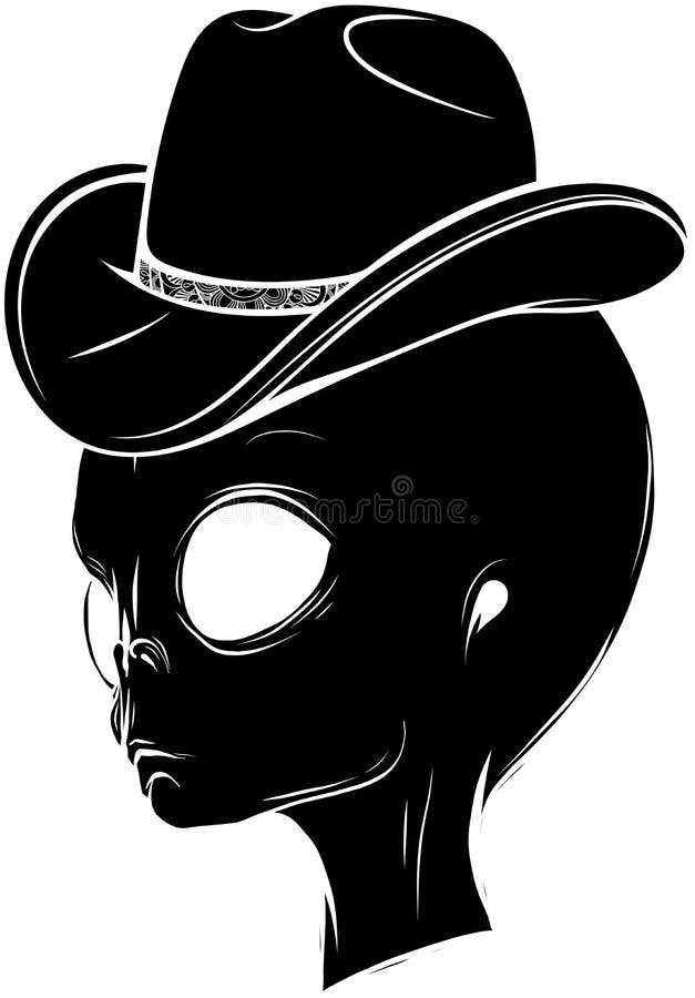 Black Silhouette of Alien Head with Hat Vector Illustration Design ...