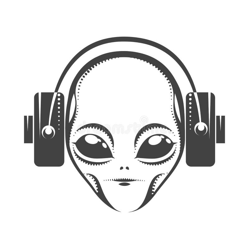Alien Head with Headphones Tattoo Stock Vector - Illustration of ...