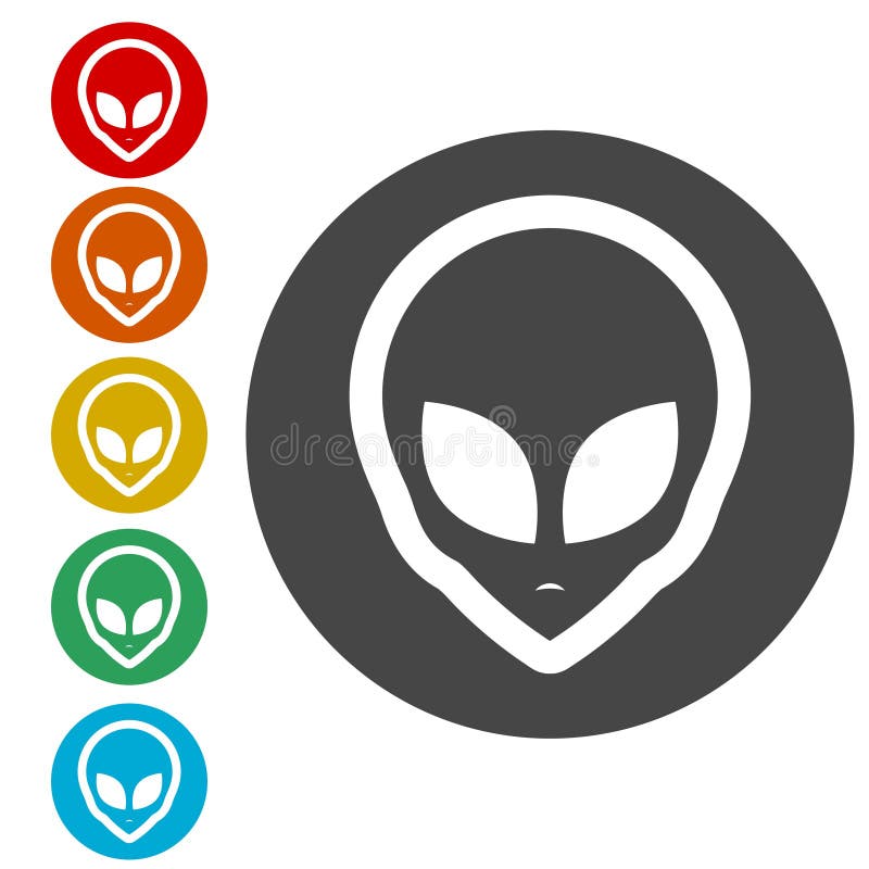 Alien Head Icon, Extraterrestrial Alien Face Stock Illustration ...