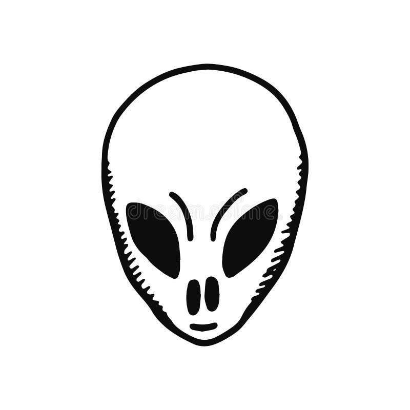 Alien Head Outline Tattoo