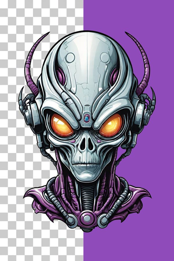 Alien Head Illustration Isolated on Transparent Background Stock Image ...