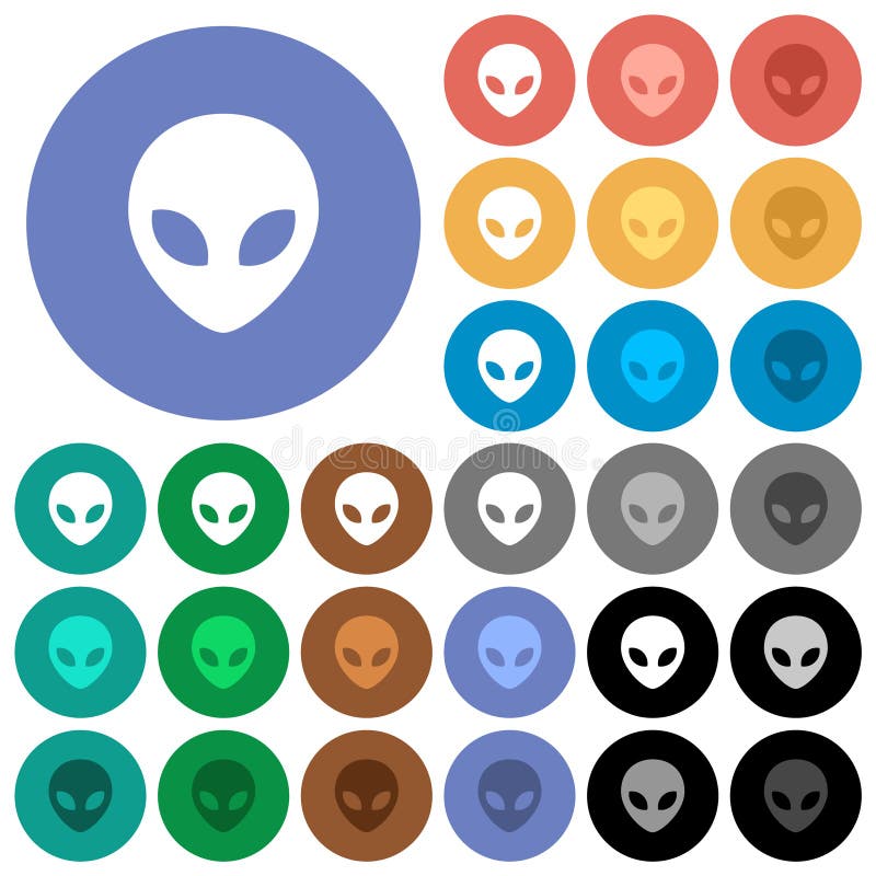 Alien Head Round Flat Multi Colored Icons Stock Vector - Illustration ...