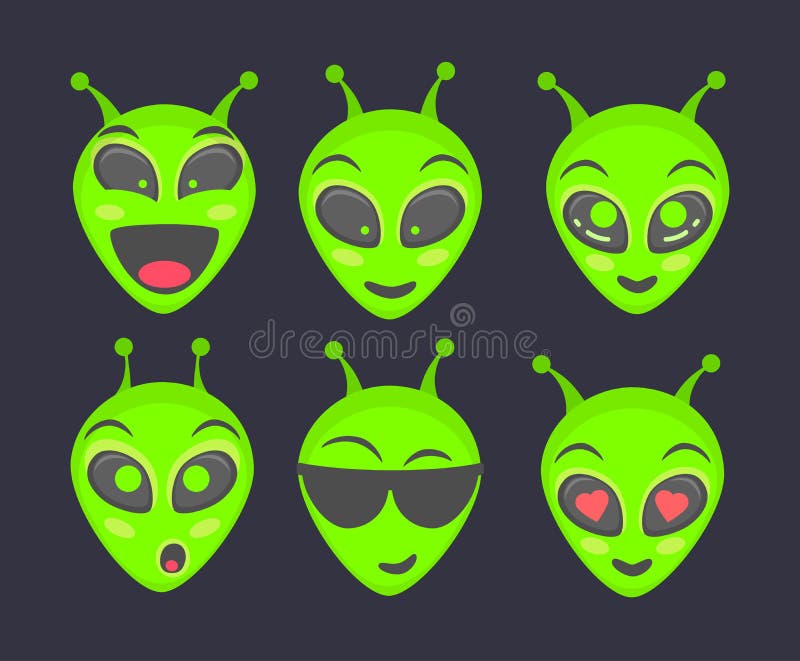 Alien head - set stock illustration. Illustration of portrait - 134890151