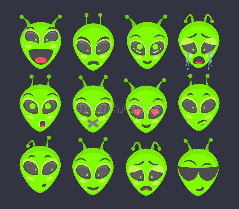 Alien head - set stock illustration. Illustration of portrait - 134890151