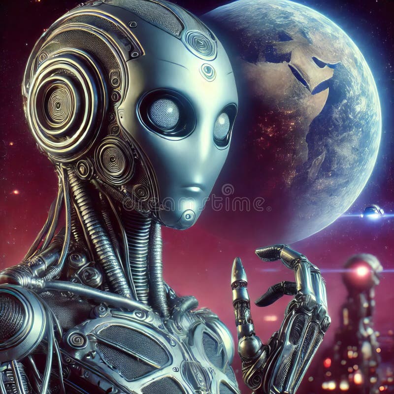 A robotic alien stock illustration. Illustration of head - 352306711