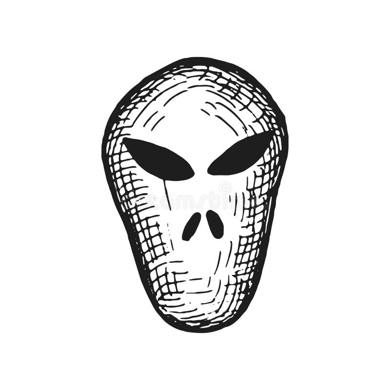 Alien Head Sketch Vector Illustration Stock Vector - Illustration of ...