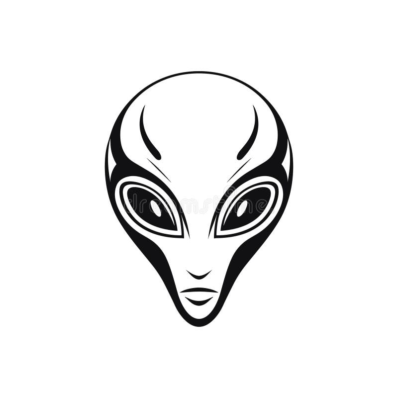Alien Head Vector Icon, Grey Alien Silhouette Stock Illustration ...