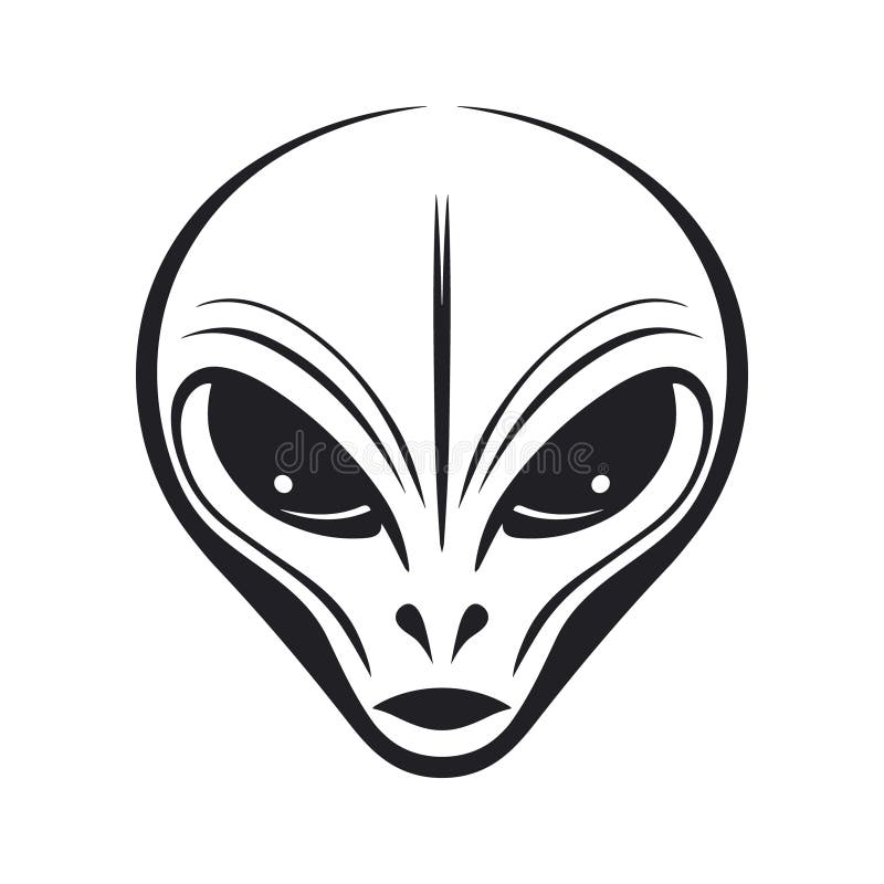 Alien Head Vector Icon, Grey Alien Silhouette Stock Illustration ...