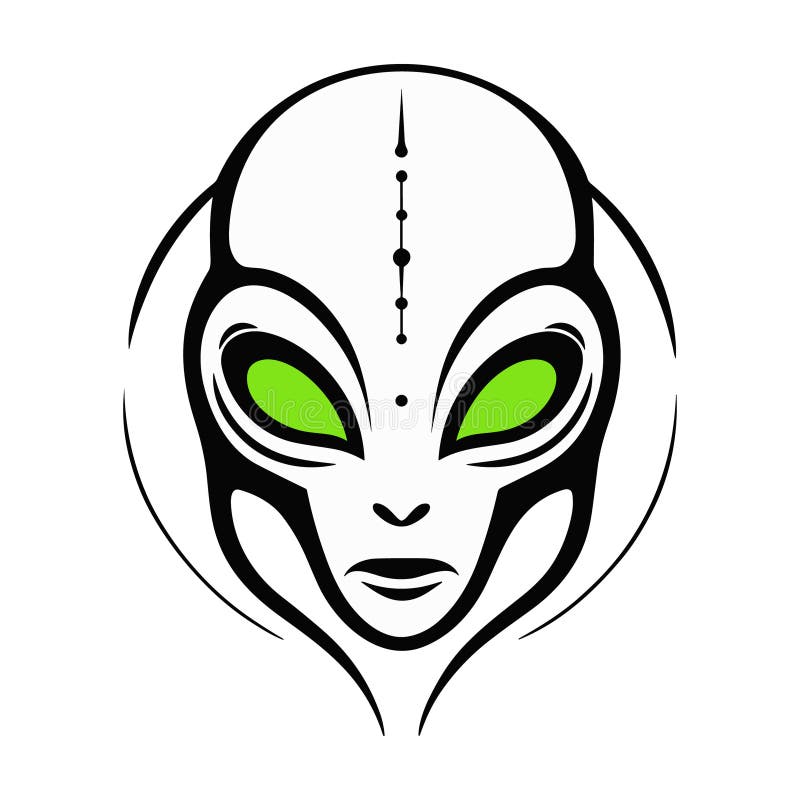 Alien Head Vector Icon, Grey Alien Silhouette Stock Illustration ...