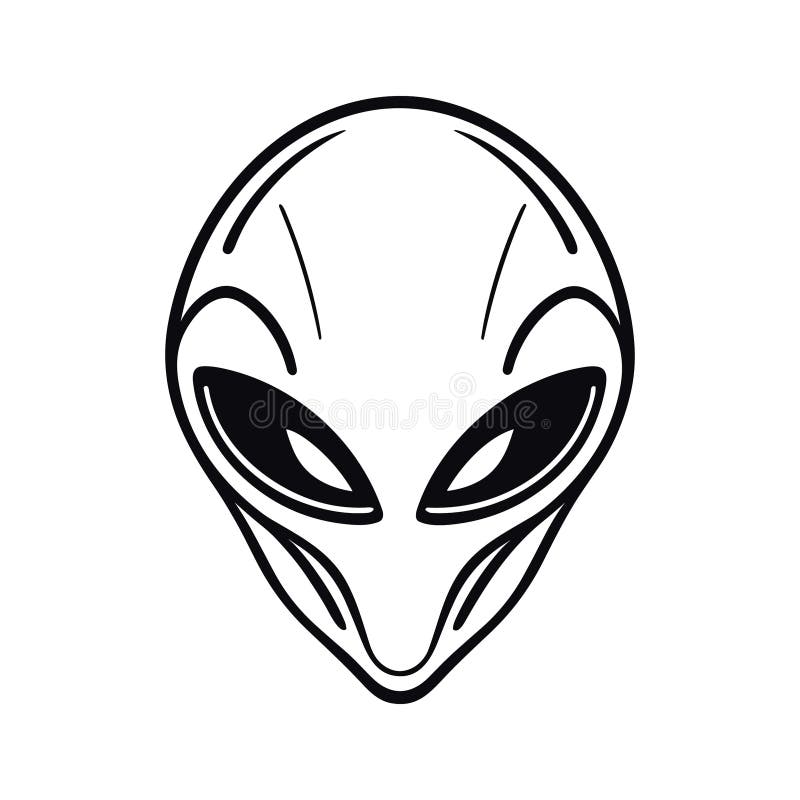 Alien Head Vector Icon, Grey Alien Silhouette Stock Illustration ...