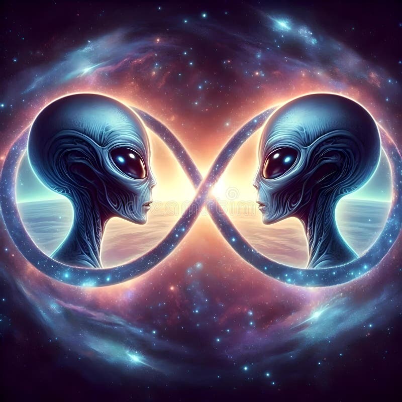 Alien heads, infinity, stock illustration. Illustration of screenshot ...