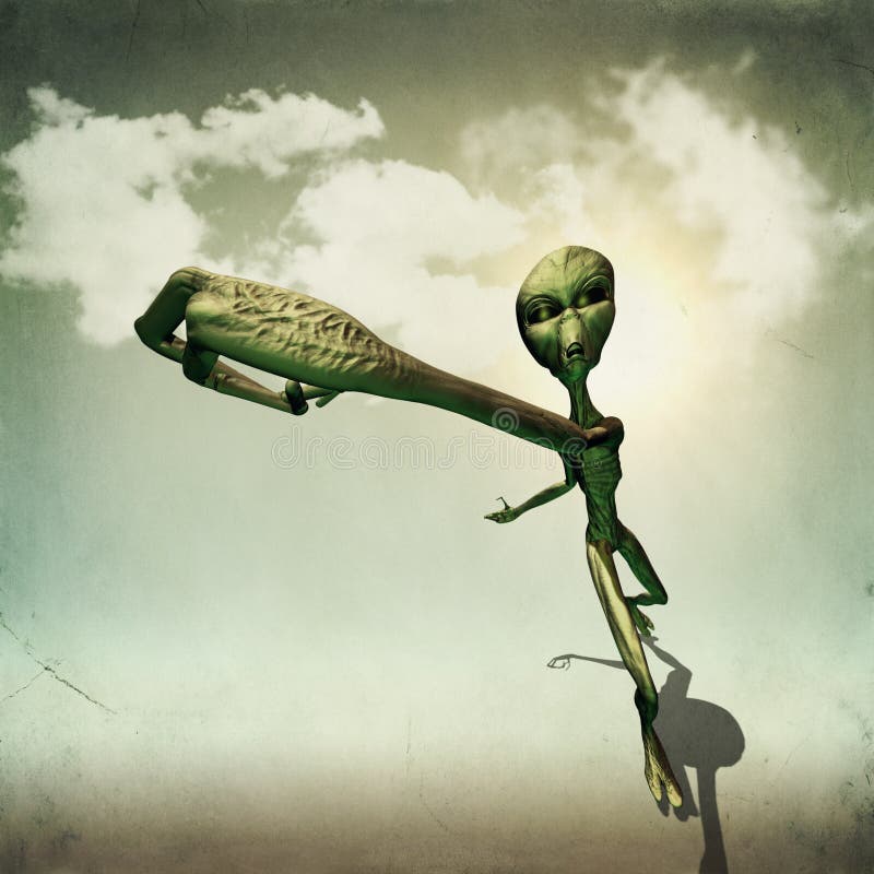 Alien hold something stock illustration. Illustration of visitor - 27066993