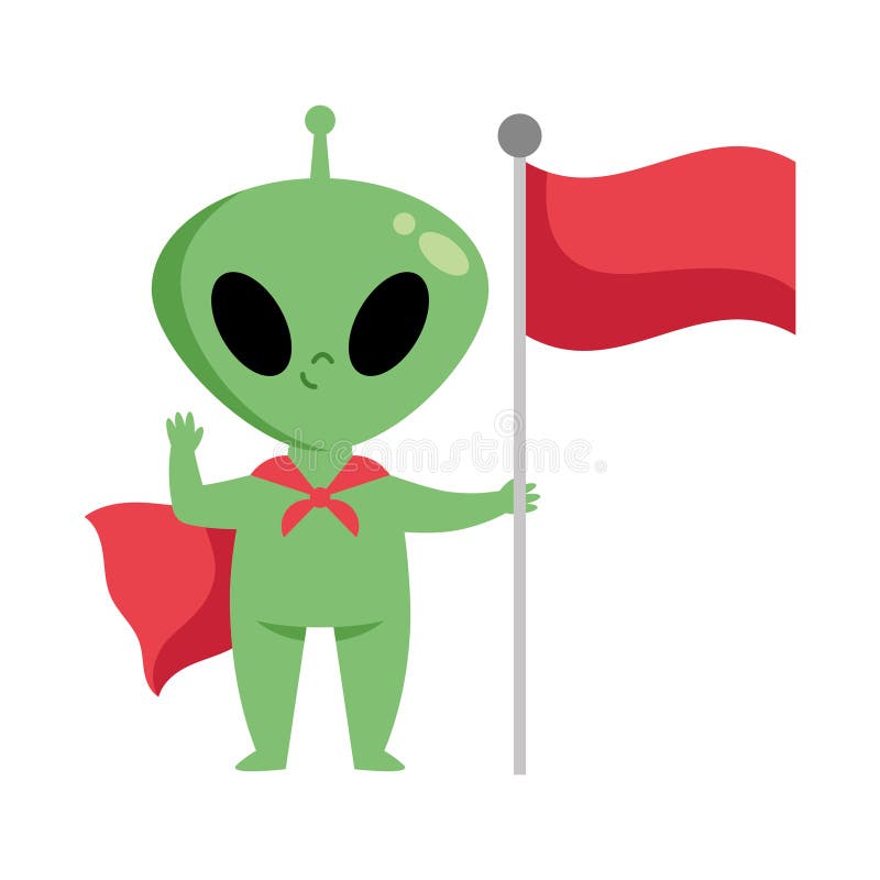 Alien holding flag stock vector. Illustration of invasion - 317233264