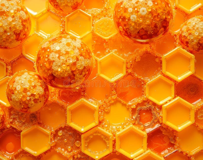 Alien Honeycomb Marble with Hexagonal Cells and Amber Resin, Designed ...
