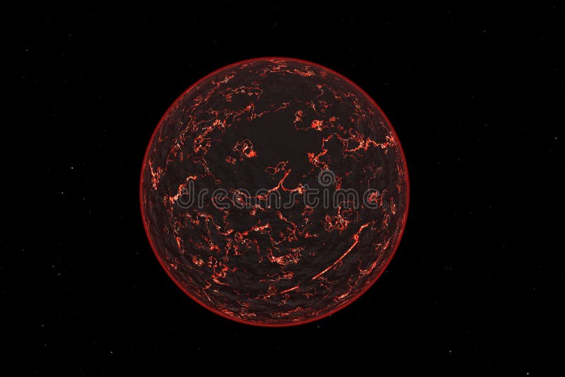 Alien Hot Planet on Black Background 3d Illustration Stock Illustration ...