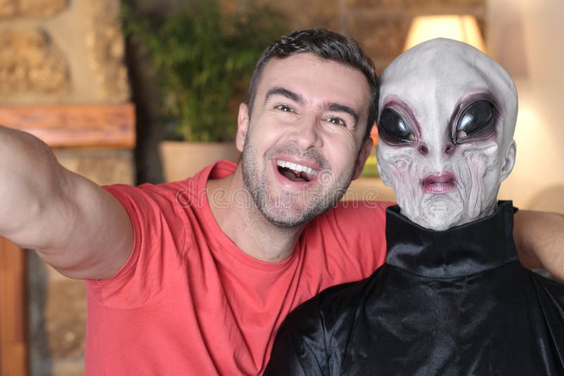 Alien and Human Reaching Friendship Stock Photo - Image of couple ...