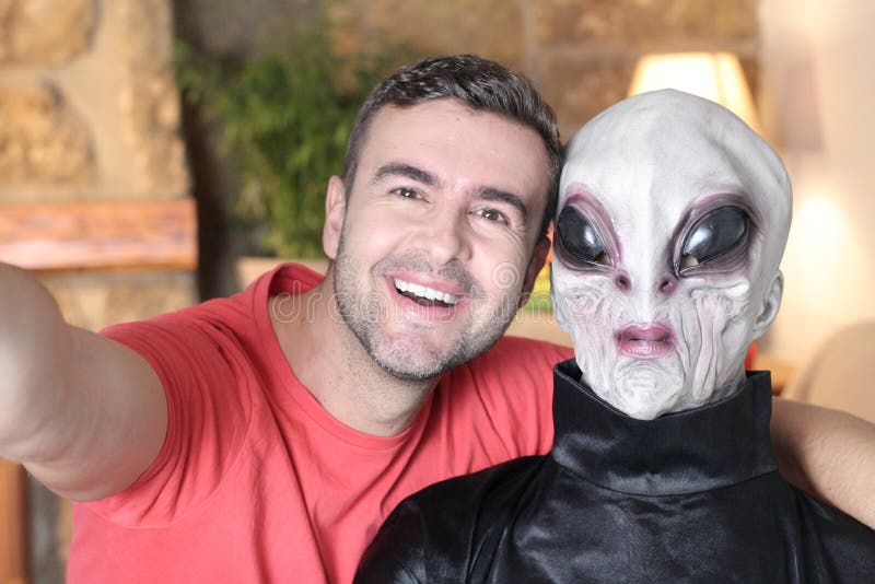 Alien and Human Reaching Friendship Stock Image - Image of galactic ...