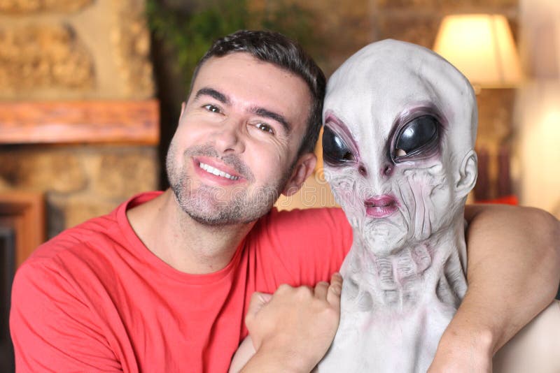 Alien and Human Reaching Friendship Stock Photo - Image of couple ...