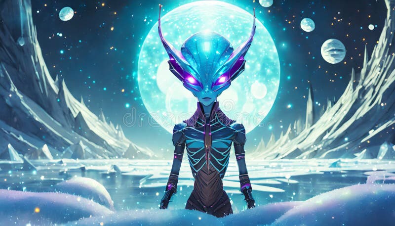 Alien in ice stock illustration. Illustration of blue - 315473380