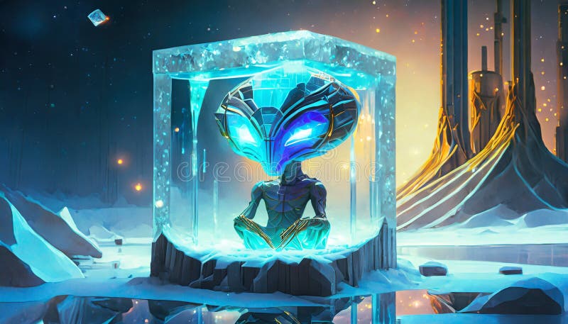 Alien in ice stock illustration. Illustration of lighting - 315473384