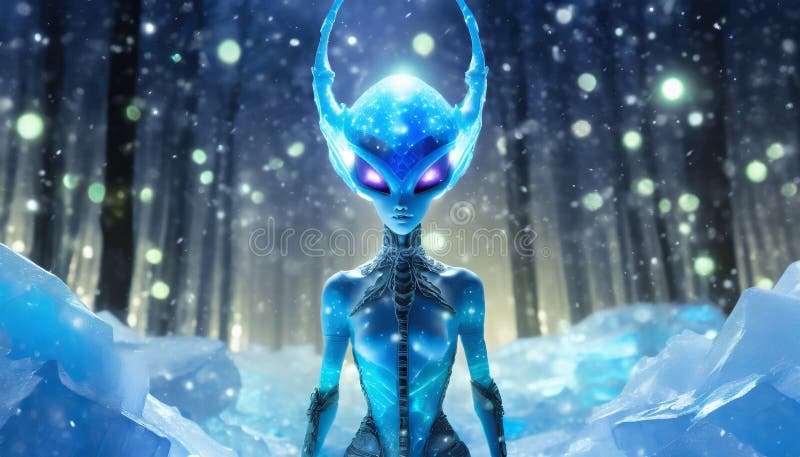 Alien in ice stock illustration. Illustration of evening - 315473379