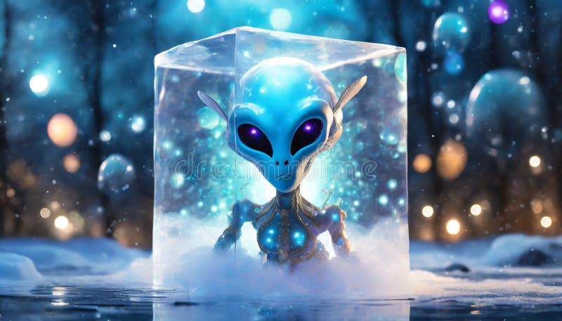 Alien in ice stock illustration. Illustration of reflection - 315473388