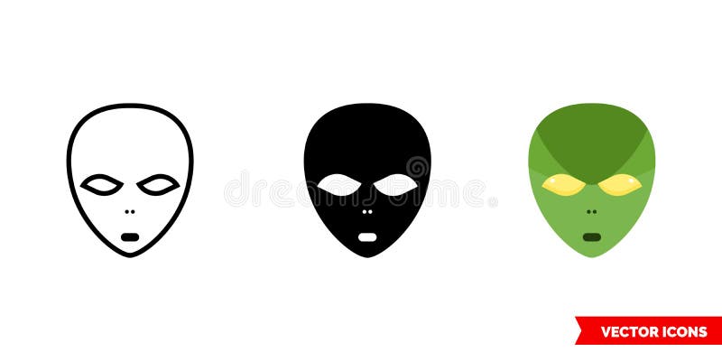 Alien Icon of 3 Types. Isolated Vector Sign Symbol. Stock Vector ...