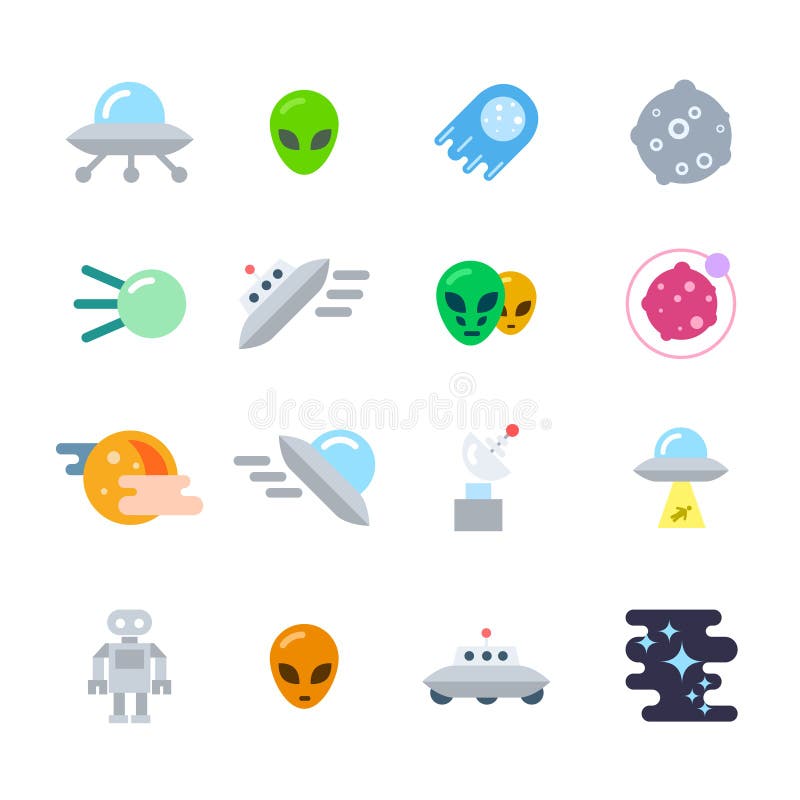 Alien Icons Set stock illustration. Illustration of isolated - 62742207