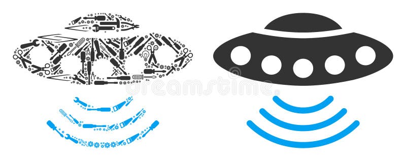 Alien Invasion Collage of Service Tools Stock Vector - Illustration of ...