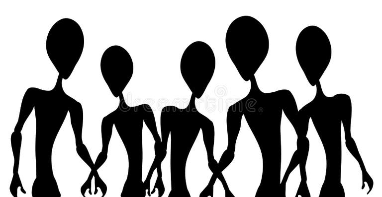 Alien Invasion Figure Outlines Stock Illustration - Illustration of ...