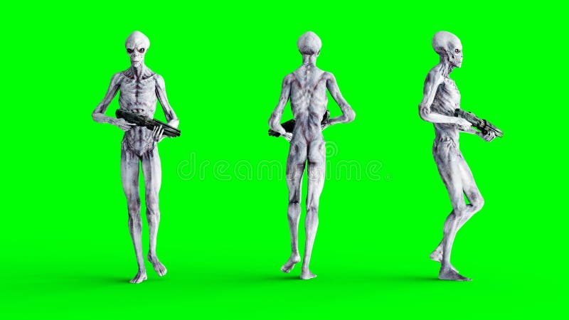 Alien Isolate on Green Screen. UFO Concept. Realistic 3d Rendering ...