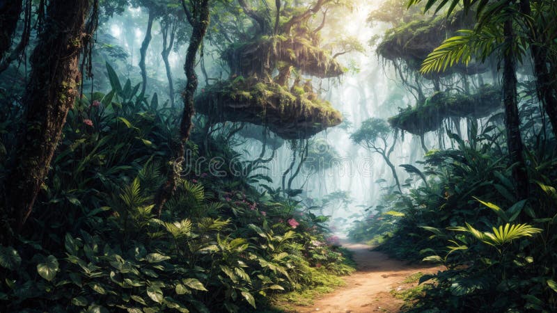 Alien Jungle World stock illustration. Illustration of canopy - 287879396