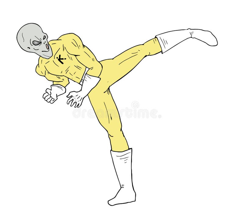 Alien kick stock vector. Illustration of strong, smile - 95405546