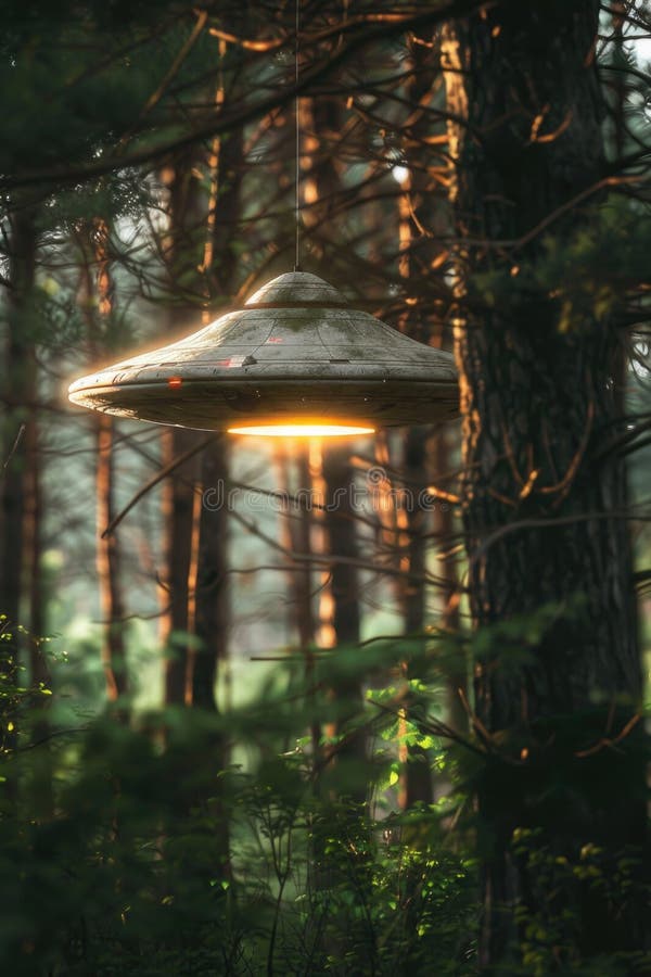 Alien Landing in a Forest stock photo. Image of mystery - 366429076