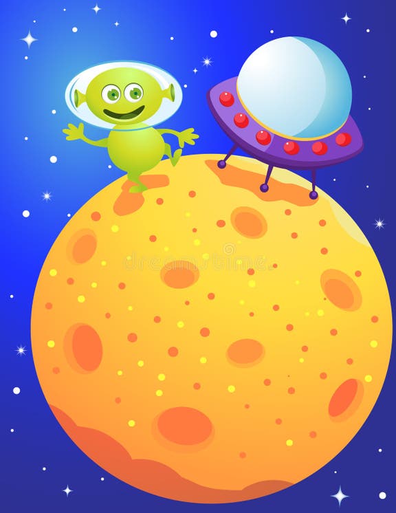 An Alien Landing on a Planet Stock Illustration - Illustration of ...