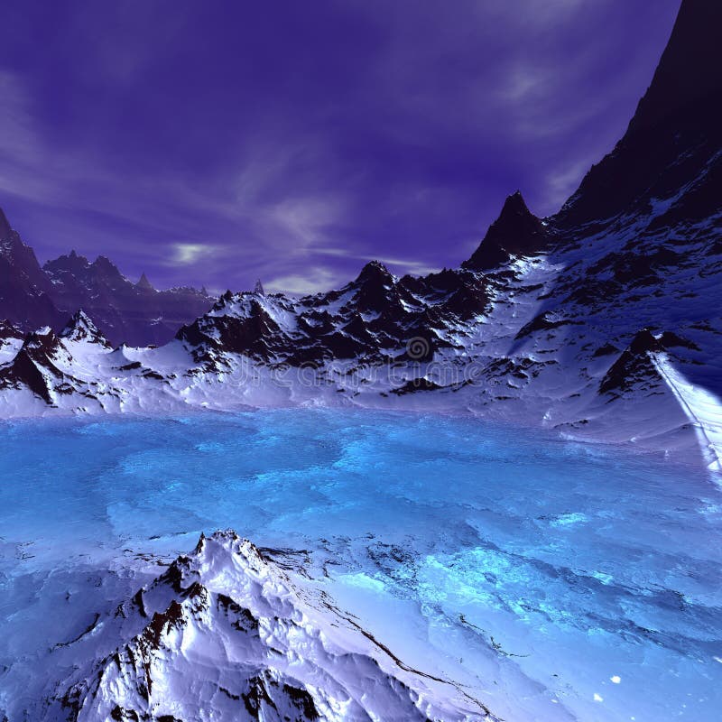Frozen Blue Alien Landscape Stock Illustration - Illustration of ...