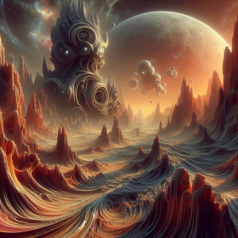 Alien Landscape a Bizarre Alien Landscape with Twisted Rock Form Stock ...